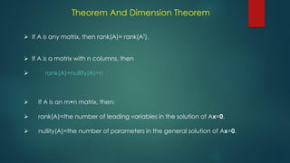 Row space, column space, null space And Rank, Nullity and Rank-Nullity ...