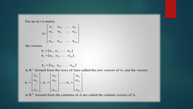Row Space Column Space Null Space And Rank Nullity And Rank Nullity Theorem For Matrices Ppt