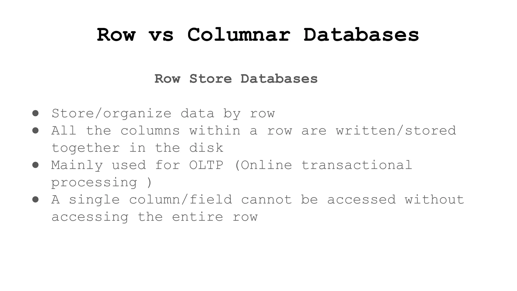 Row and Columnar Databases | PPTX