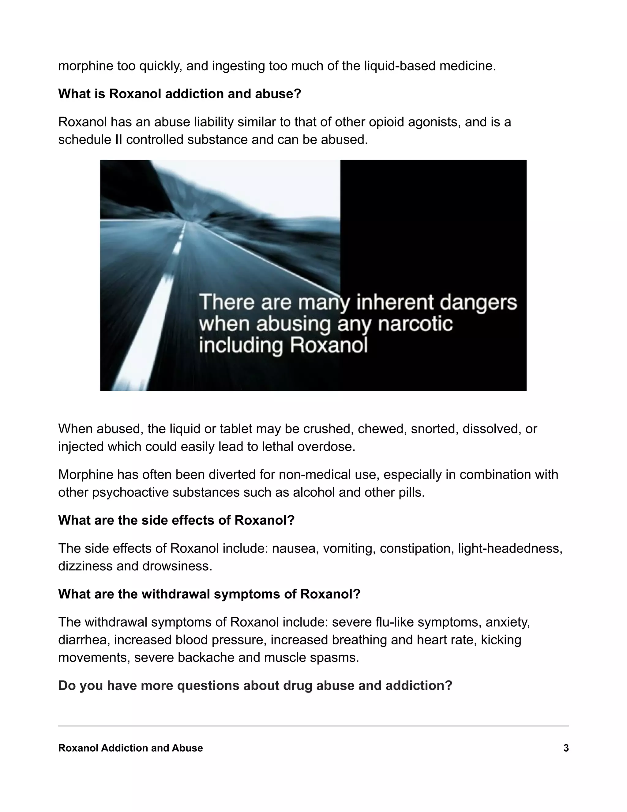 Roxanol Addiction and Abuse | PDF