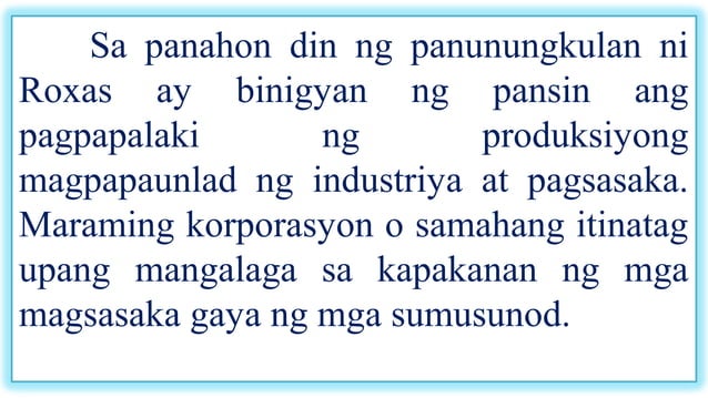 Panunungkulan ni Manuel Roxas | PPT