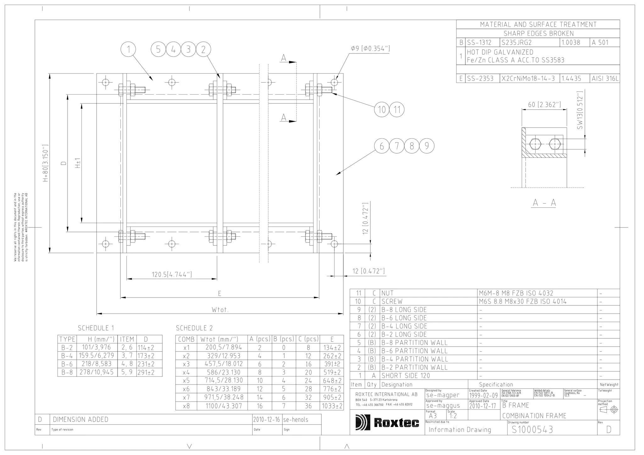 Roxtec Cable Transit - B Frame Dimensional Drawing | PDF