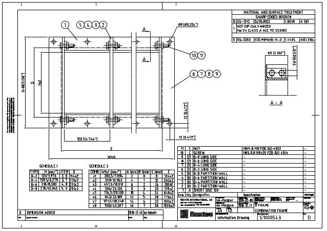 Roxtec Cable Transit - B Frame Dimensional Drawing