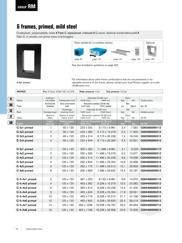 Roxtec Cable Transit Seals - Roxtec G Cable Transit Frame | PDF