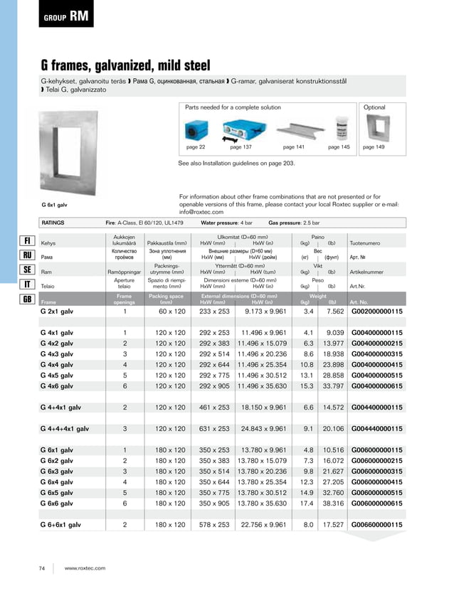 Roxtec Cable Transit Seals - Roxtec G Cable Transit Frame | PDF