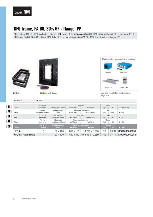 Roxtec Cable Transit Seals - Roxtec KFO Cable Transit Frame | PDF