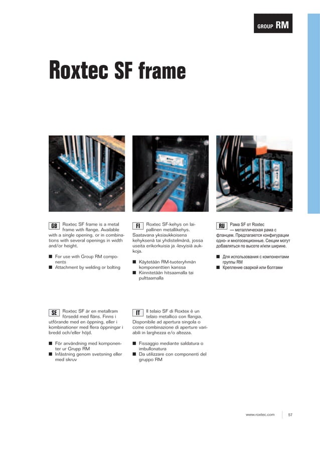 Roxtec Cable Transit Seals - Roxtec SF Cable Transit Frame | PDF