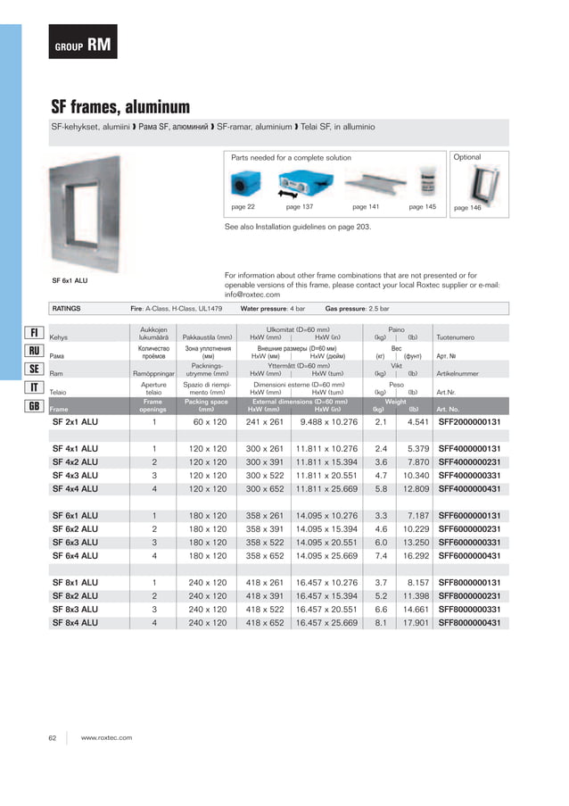 Roxtec Cable Transit Seals - Roxtec SF Cable Transit Frame | PDF