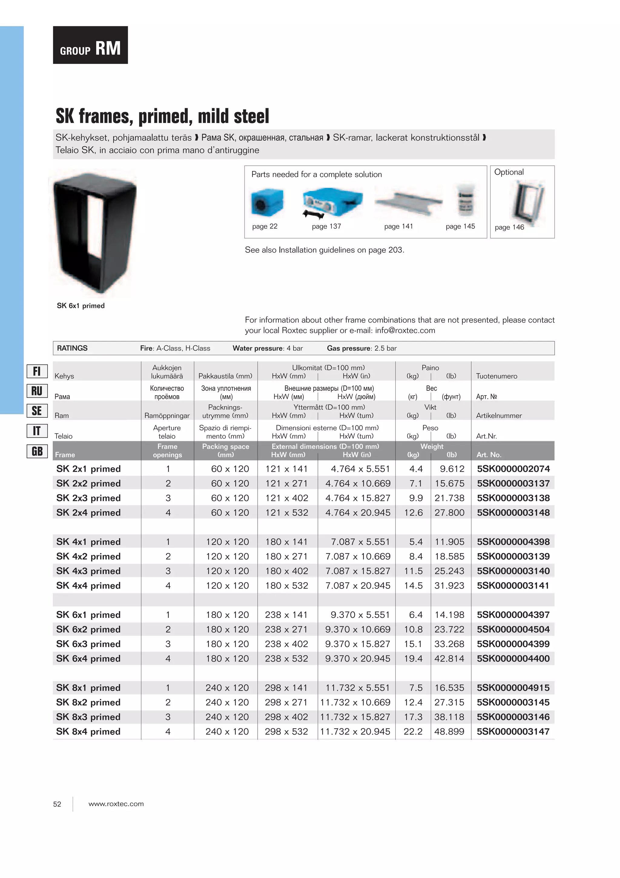Roxtec Cable Transit Seals - Roxtec SK Cable Transit Frame | PDF