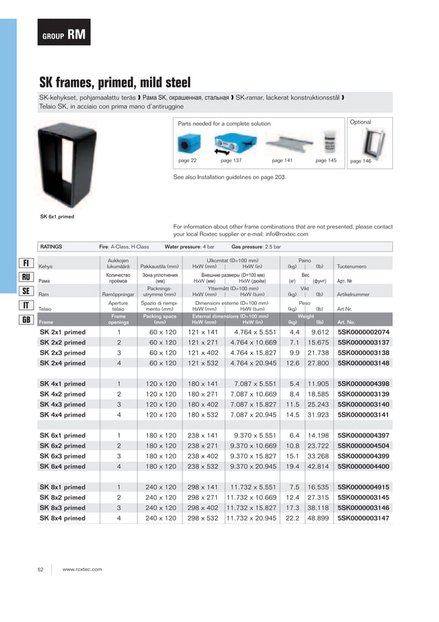 Roxtec Cable Transit Seals - Roxtec SK Cable Transit Frame | PDF