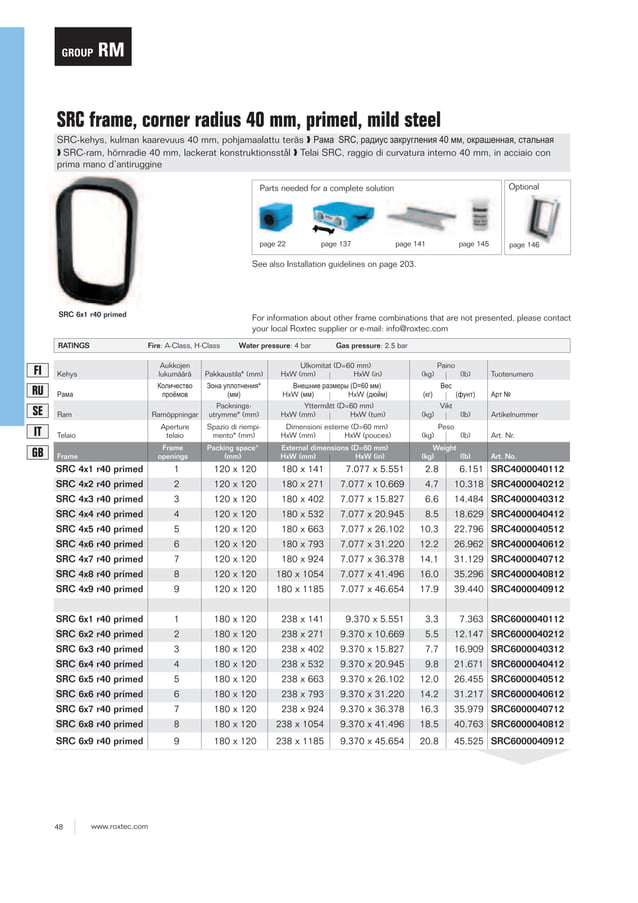 Roxtec Cable Transit Seals - Roxtec SRC Cable Transit Frame | PDF