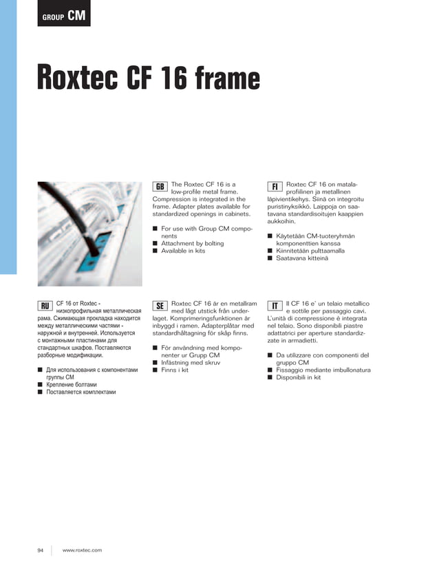Roxtec Cable Transit Seals - Roxtec CF16 Cable Transit Frame | PDF