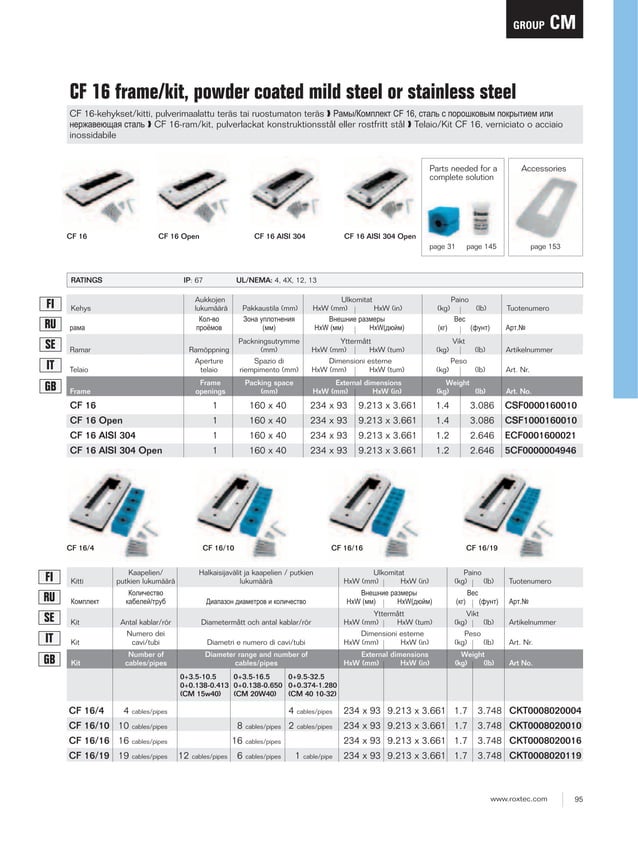 Roxtec Cable Transit Seals - Roxtec CF16 Cable Transit Frame