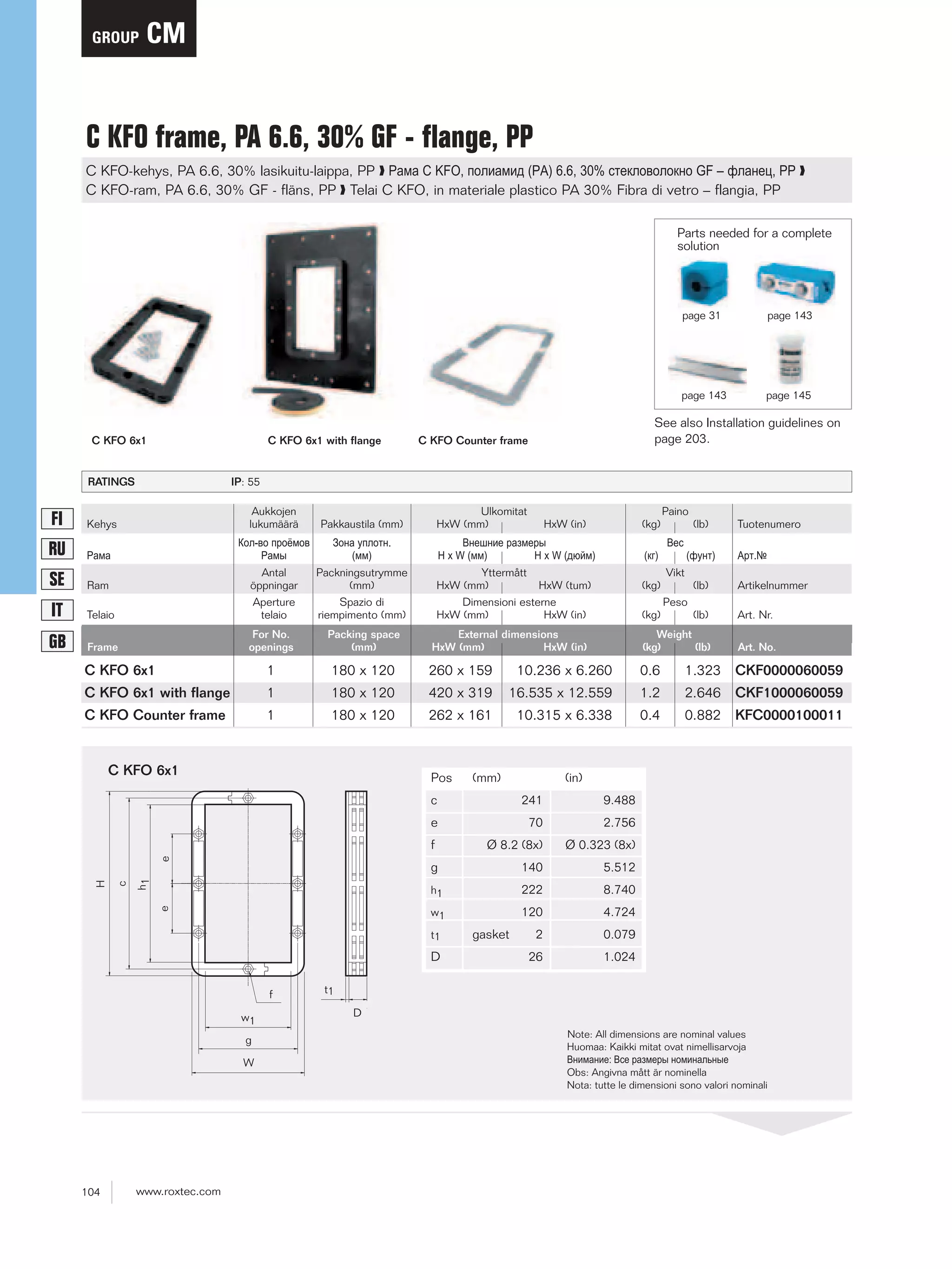 Roxtec Cable Transit Seals - Roxtec C KFO Cable Transit Frame | PDF