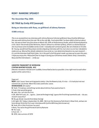 Roxy Ramone Speaks | PDF