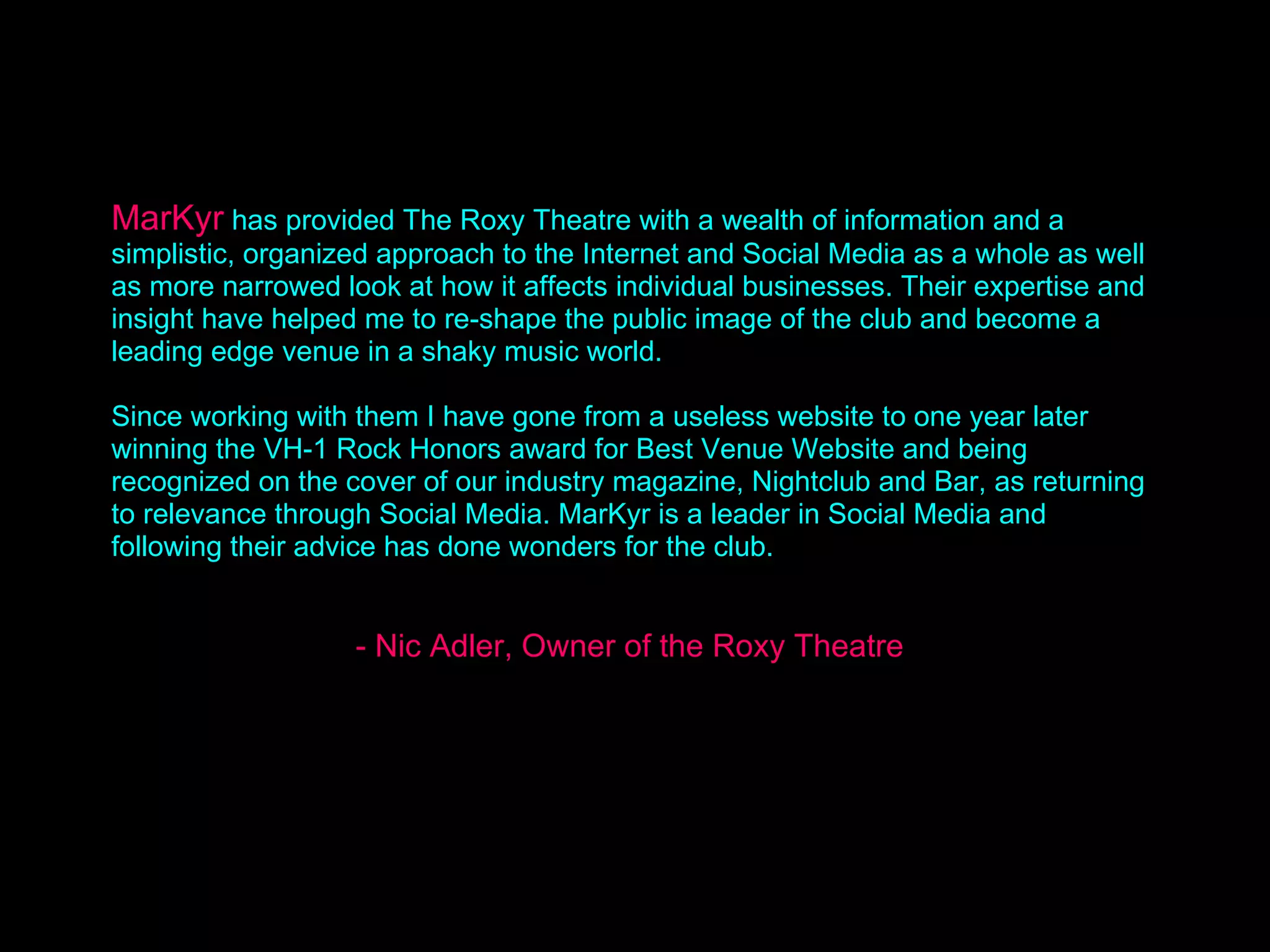 Roxy Theatre Case Study | PPT