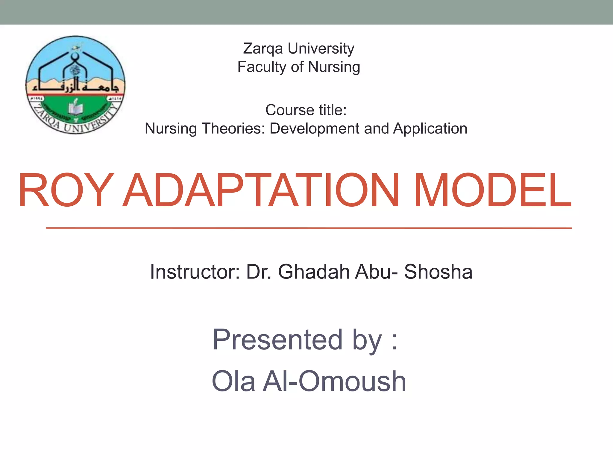 Roy adaptation model | PPTX