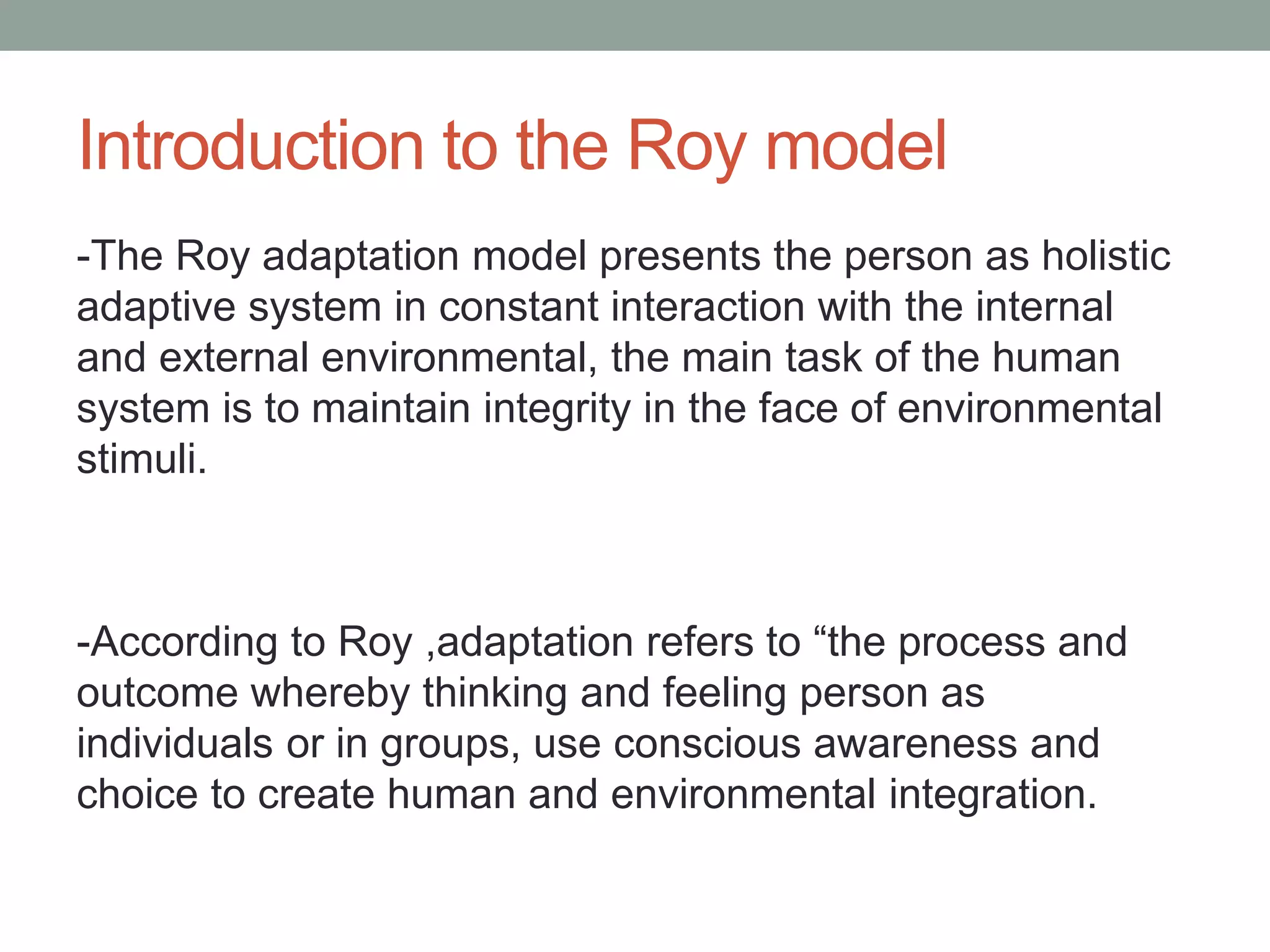 Roy adaptation model | PPTX