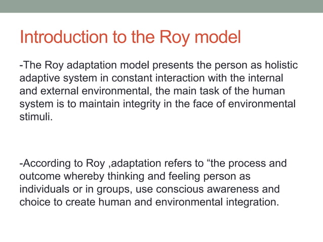 Roy adaptation model | PPTX