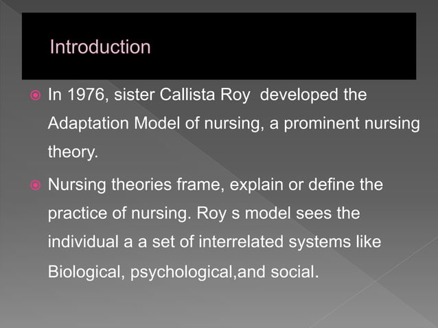 Roy' adaptation theory.pptx | Science
