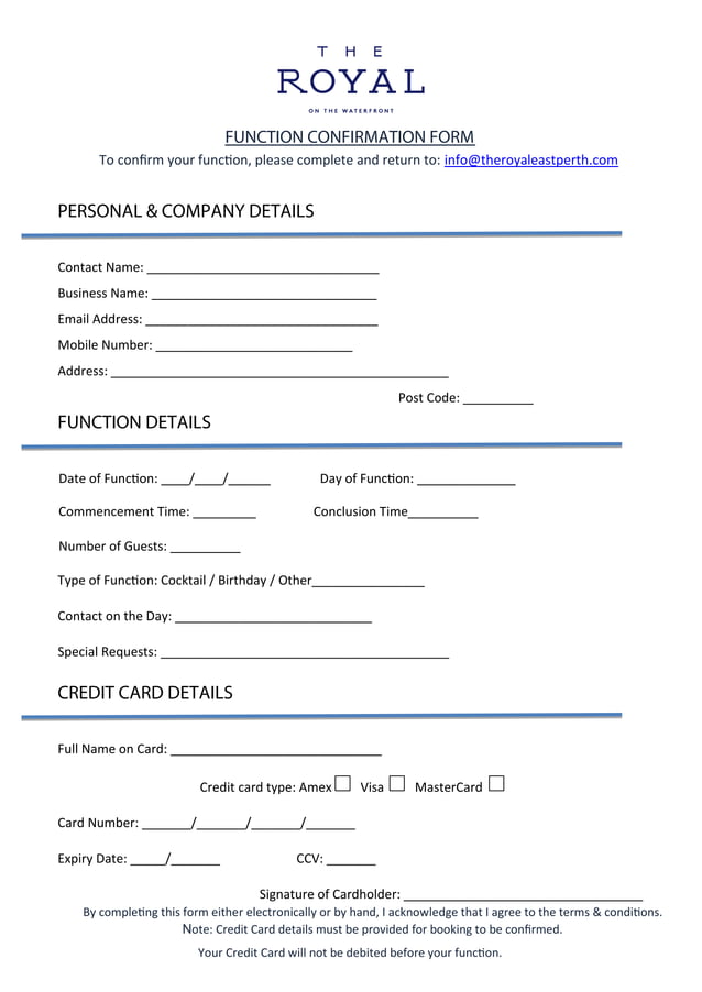 Function Package - The Royal On The Waterfront | PDF