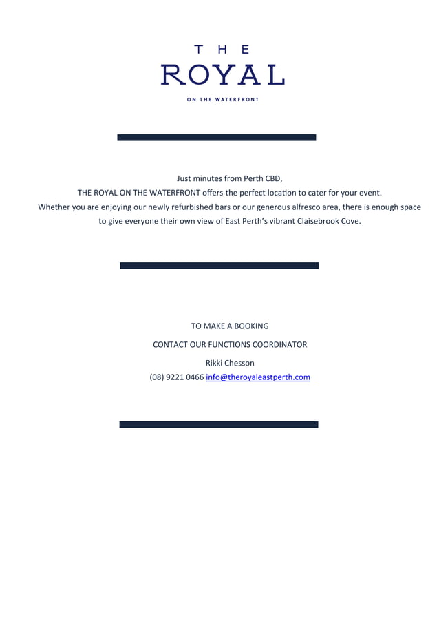 Function Package - The Royal On The Waterfront | PDF