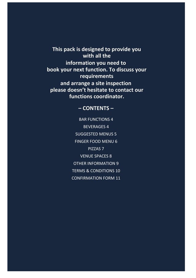 Function Package - The Royal On The Waterfront | PDF