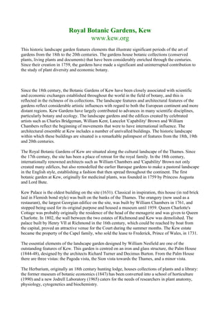 Royal Botanic Gardens | DOC | Gardening | Home & Garden