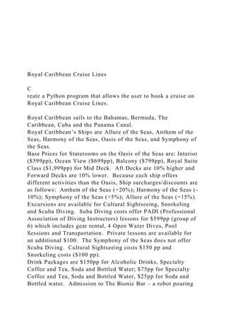 Royal Caribbean Cruise LinesCreate a Python program .docx