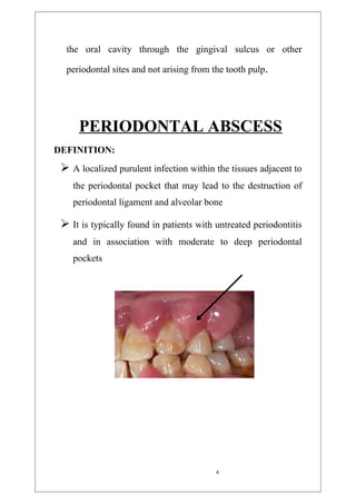 PERIODONTAL ABSCESS FINAL YEAR BDS PERIODONTICS | DOCX