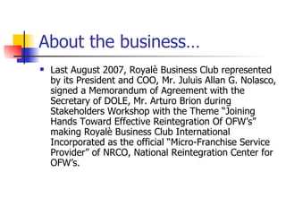 Royale business club international inc | PPT