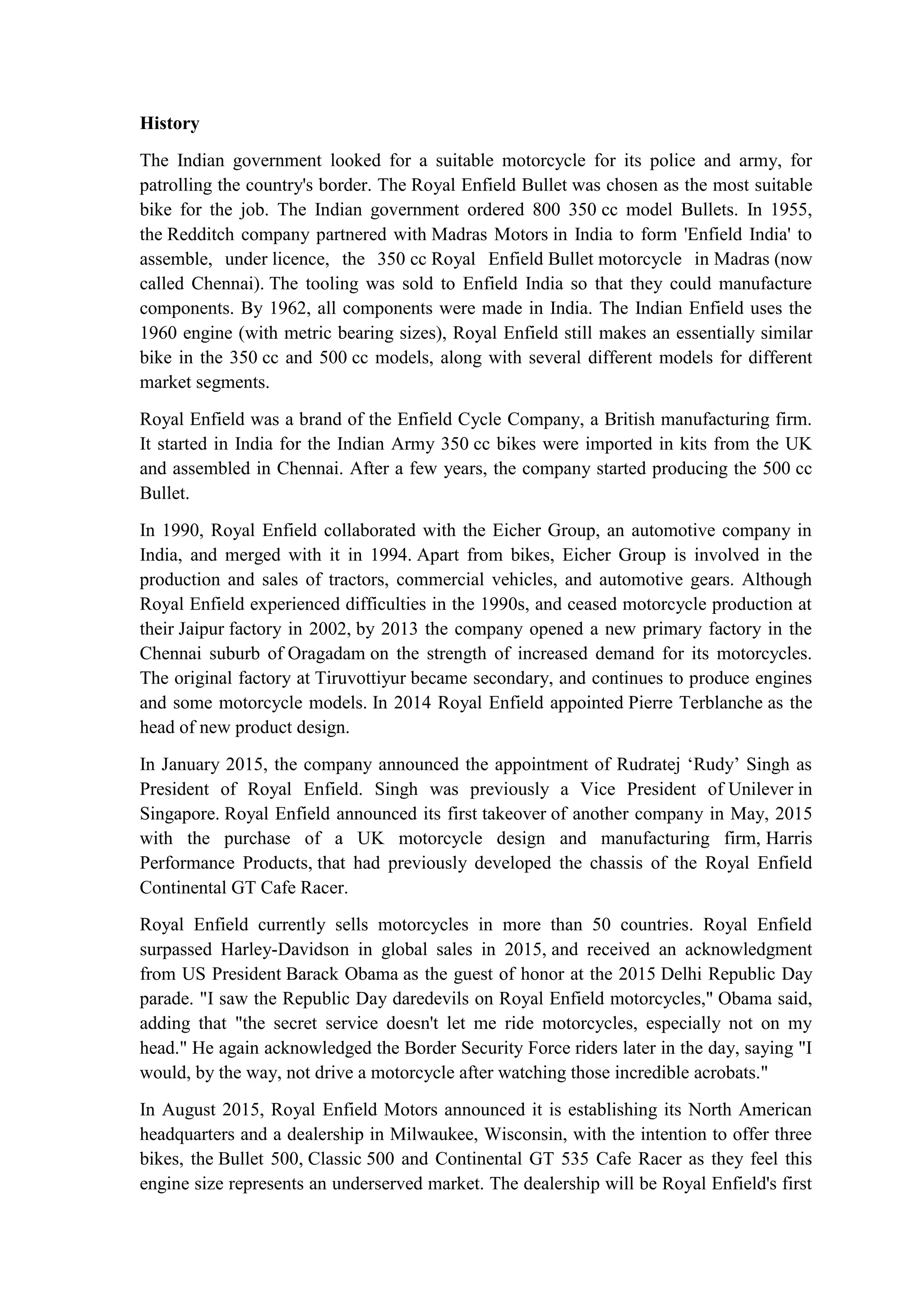 Royal Enfield project | PDF