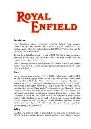 Royal Enfield project | PDF