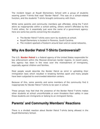 Royall Elementary School Border Patrol T-Shirts – Understanding the ...