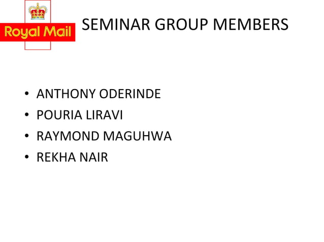 Royal mail presentation | PPT | Government Support and Welfare ...