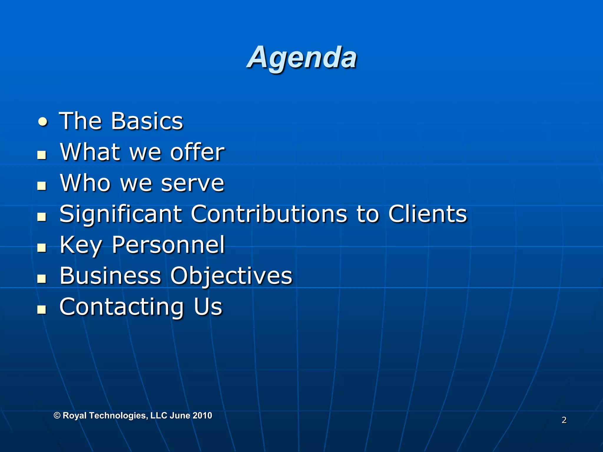 Royal technologies, llc general overview presentation | PPTX