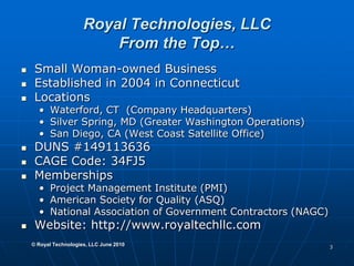 Royal technologies, llc general overview presentation | PPTX