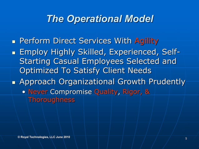 Royal technologies, llc general overview presentation | PPTX