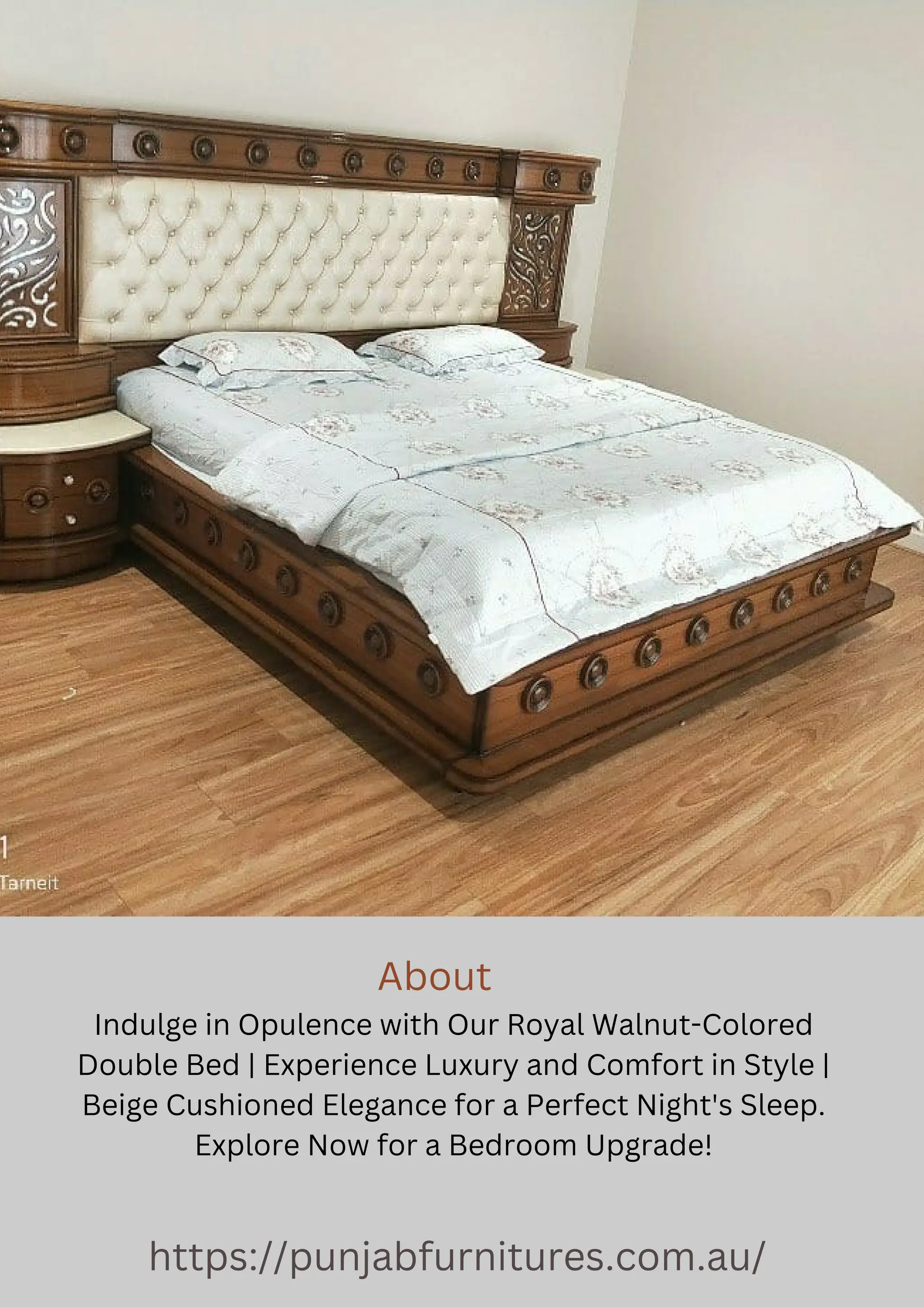 Royal Walnut Colored Beige Cushioned Double Bed | PDF | Interior ...