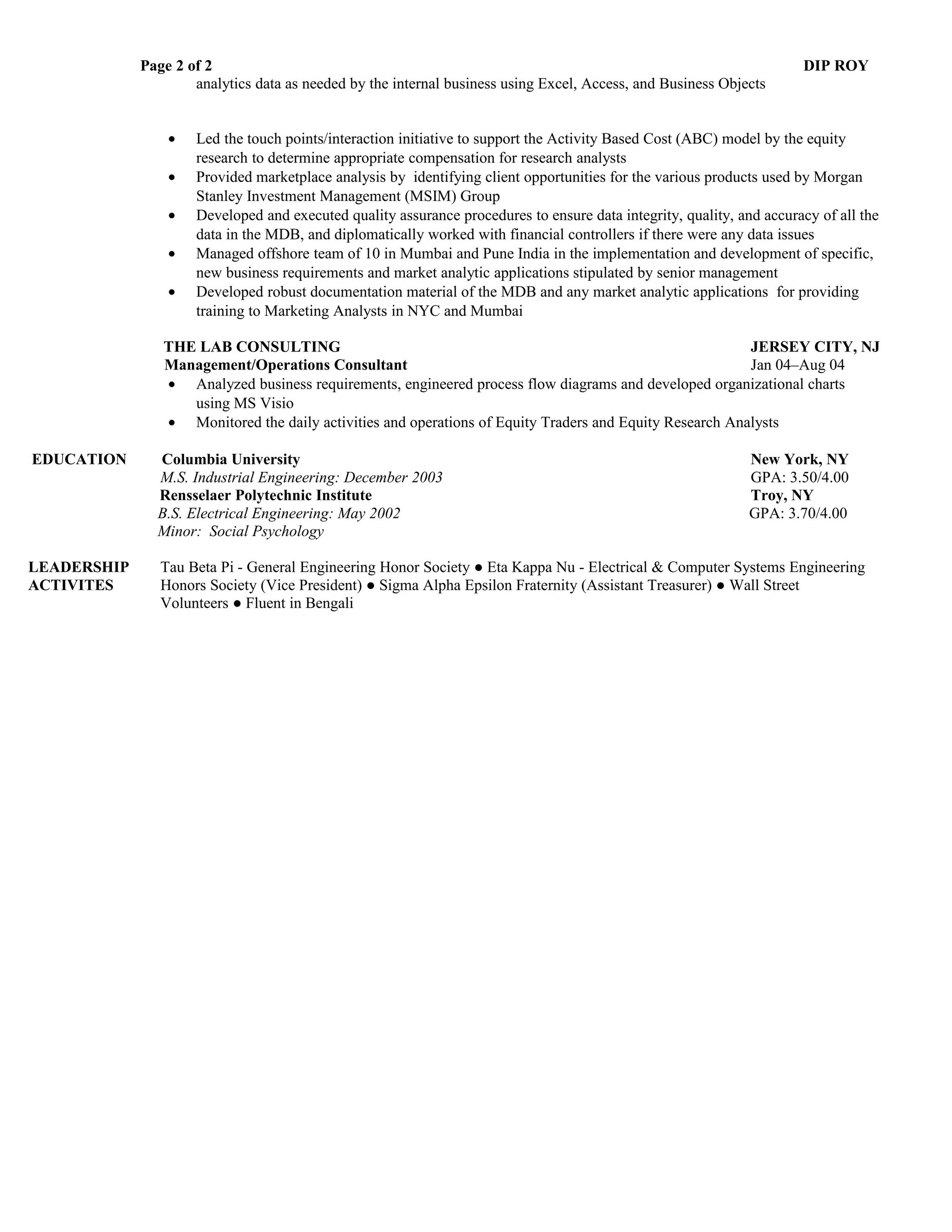 Roy dip resume | DOC