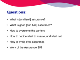 Roy Millard - the basics and latest thinking on Assurance presentation ...