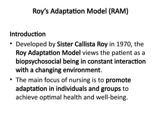 Ppt of ROY model help in learning in first year of bsc nursing | PPTX