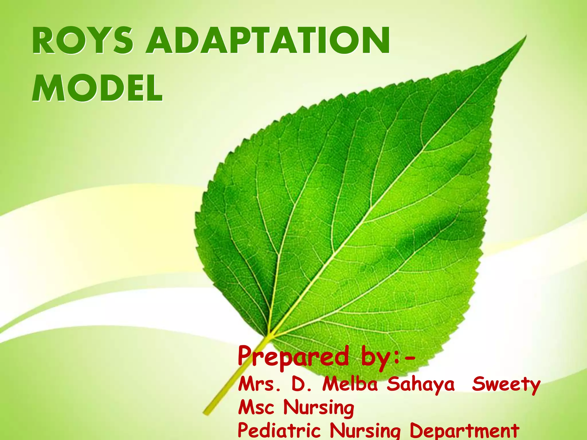 Nursing Roy's adaptation theory | PPT | Science