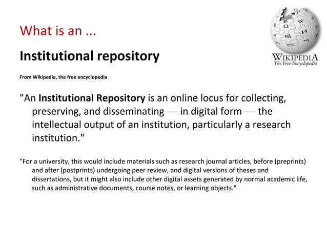 Institutional Repositories (NLA 2011) | PPT