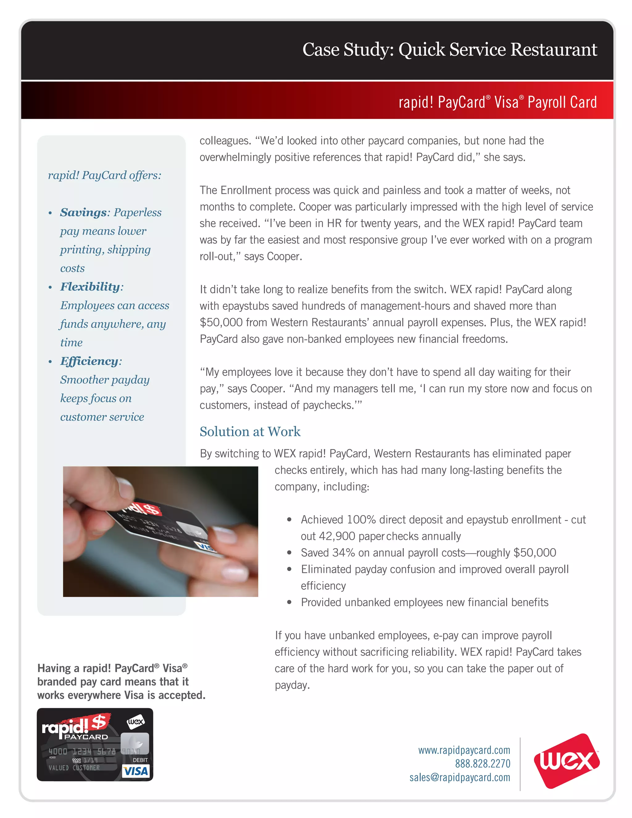 WEX rapid! PayCard case study-wendys franchise | PDF