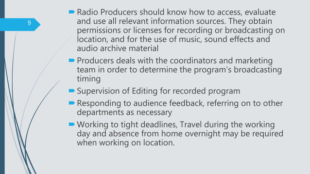 Responsibilities of Radio Producer | PPT