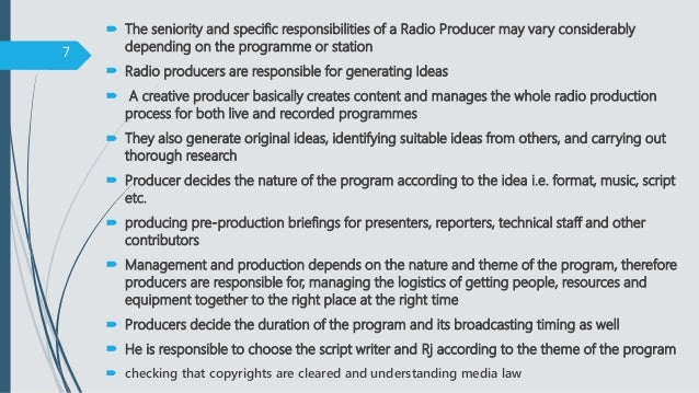Responsibilities of Radio Producer
