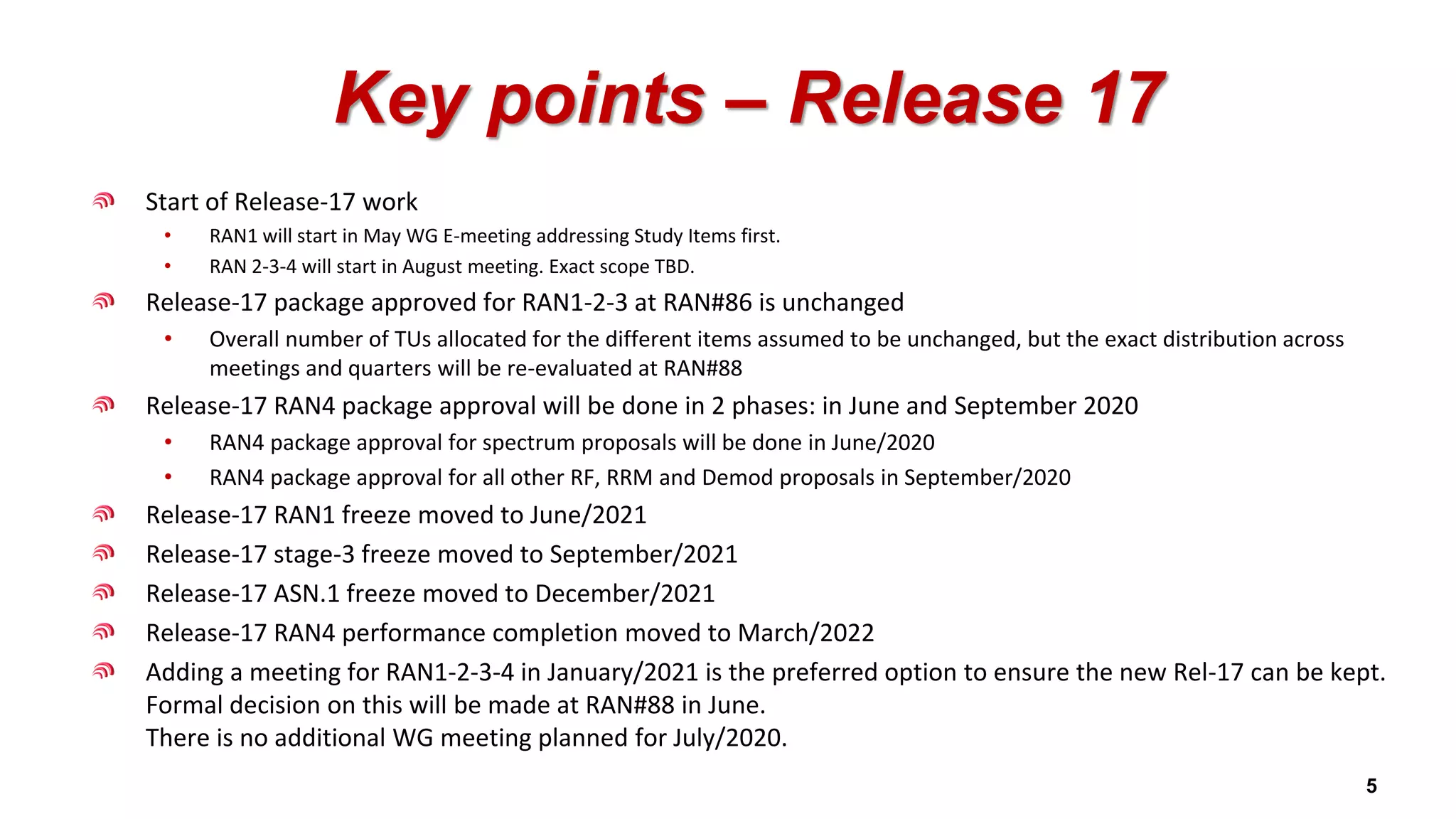 Updated 3GPP Release 16 & 17 timeline | PDF