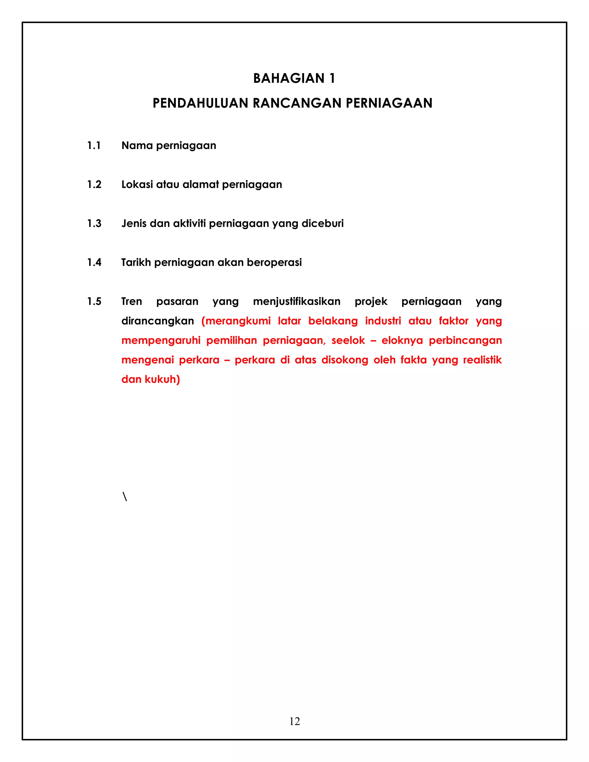 Format Rancangan Perniagaan (RP) | DOC