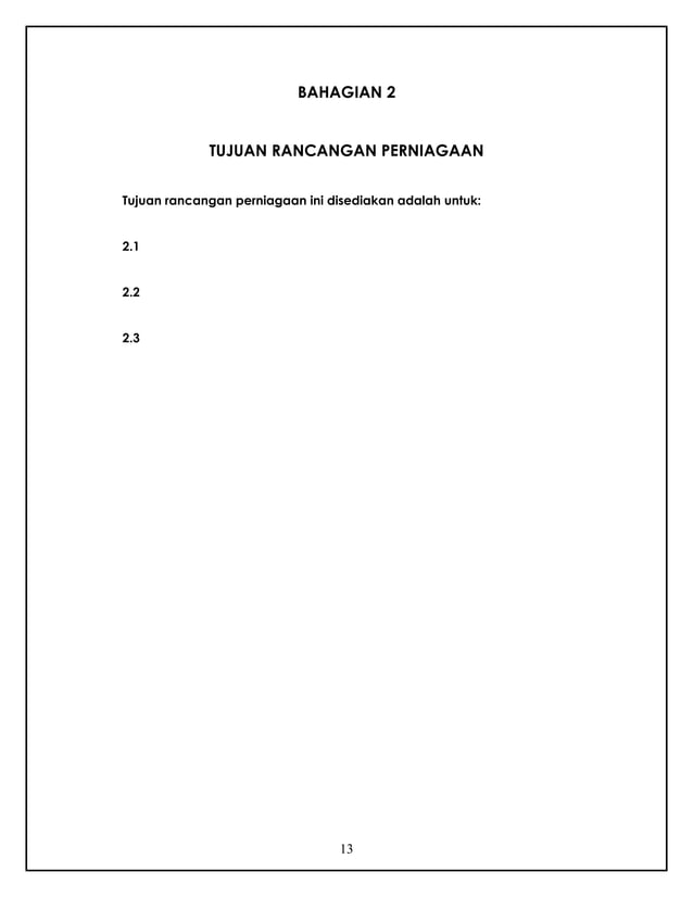 Format Rancangan Perniagaan (RP) | DOC